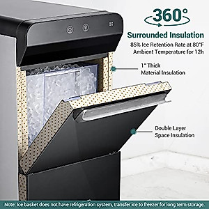 Gevi Household V2.0 Countertop Nugget Ice Maker | Self-Cleaning Pellet Ice Machine | Open and Pour Water Refill | Stainless Steel Housing | Fit Under Wall Cabinet | Black
