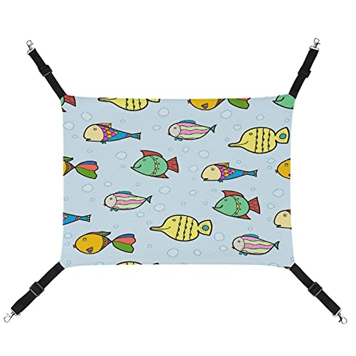Color Fish Pet Hammock Bed Guinea Pig Cage Hammock Small Animal Hanging Bed for Ferret, Chinchilla, Puppy and Other Small Animals