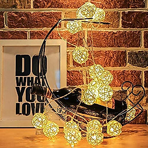 Globe Rattan Ball String Lights, Goodia 13.8feet 40 LED Warm White Fairy Light for Indoor,Bedroom,Curtain,Patio,Lawn,Landscape,Fairy Garden,Home,Wedding,Holiday,Christmas Tree,Party