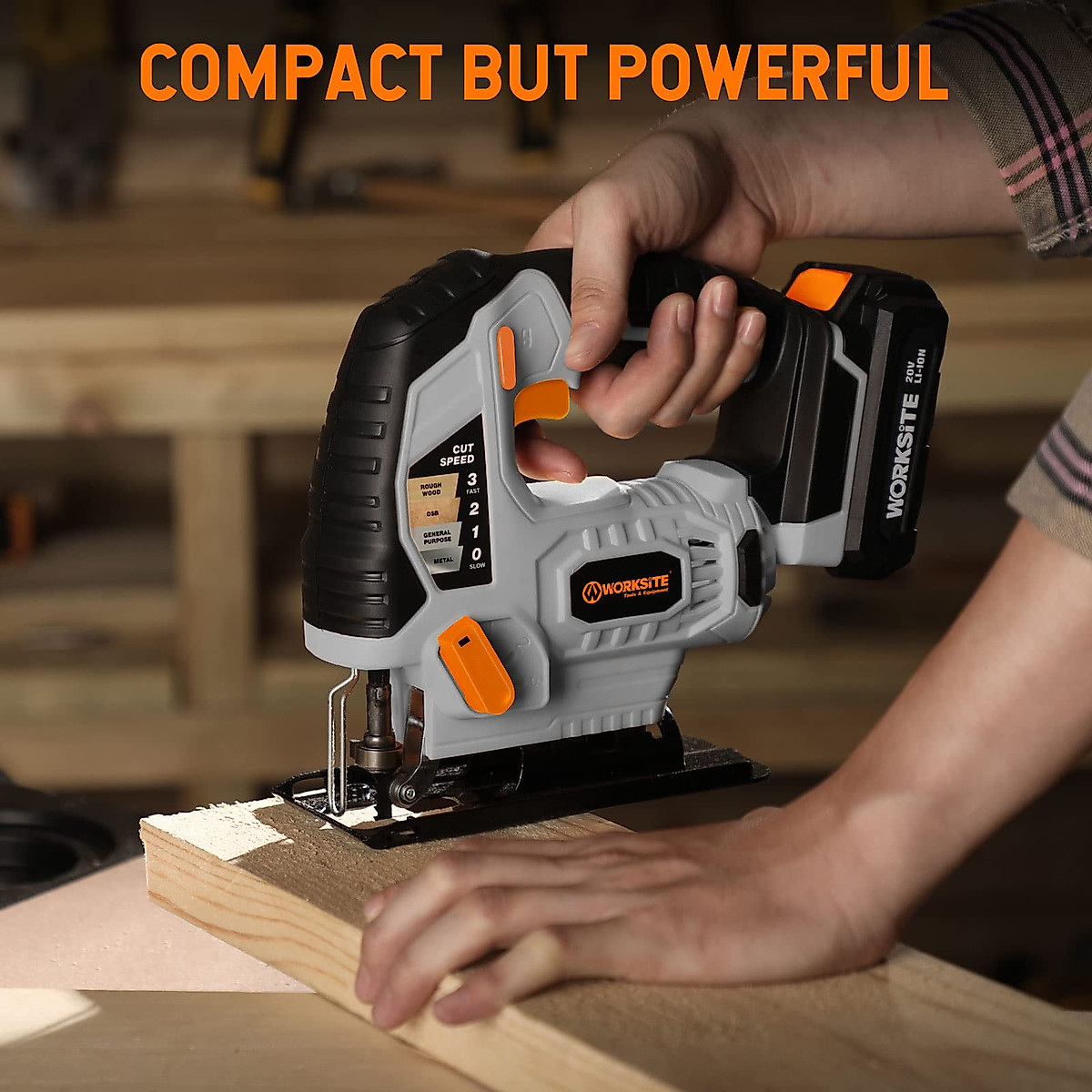WORKSITE Cordless 20V Jig Saw Bundle with 1 Extra Battery