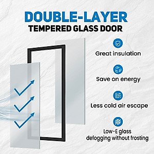 KICHKING 8.0 Cu.ft Merchandiser Refrigerator, 35~46?, 21.7" W Glass Door Upright Display Refrigerator, Light Box Beverage Cooler, LED Lighting, Drink Fridge-Black, for Home Restaurant Grocery Stores