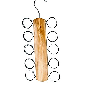 RoomForLife - Solid Wood & Metal Accessory Hanger for Small Garments, Scarves, Necklaces, Ties and More - 20 Metal Arms - Get and Stay Organized