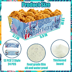 Stitch Birthday Decorations - 24pcs Stitch Party Paper Food Trays, Stitch Theme Party Paper Trays for Lilo and Stitch Birthday Party Decorations