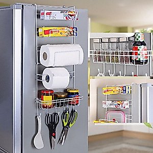 OKOKMALL US--Hot 6 Tier Kitchen Spice Rack Storage Shelf Over Fridge Cabinet Holder Organizer