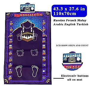Asheep Smart Muslim Prayer Mat for Kids, Muslim Prayer Rug Electronic Islamic Prayer Mat with Worship Step Guide for Kids Toddlers, Kid Ramadan Gifts, 43.3x27.5 in (Color : Dark Blue)