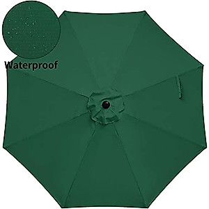 Simple Deluxe 9ft Outdoor Market Table Patio Umbrella with Button Tilt, Crank and 8 Sturdy Ribs for Garden, Deck, Lawn, Backyard & Pool, Green