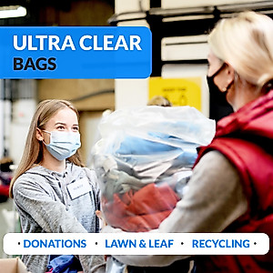 Reli. SuperValue 33 Gallon Trash Bags (250 Count Bulk) Clear, Made in USA | 30 Gallon - 33 Gallon Trash Bags / Garbage Bags - Clear Recycling Bags / Can Liners for 30 Gal - 32 Gal - 33 Gal Strength