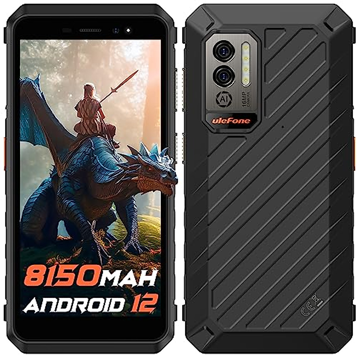 Ulefone Rugged Smartphones, Power Armor X11 Pro 8150mAh Battery, 8GB+64GB Android 12 Octa-core Rugged Phone, 16MP Rear Camera 5.45-inch Screen, Dual SIM 4G, IP68 Waterproof Unlocked Cell Phone