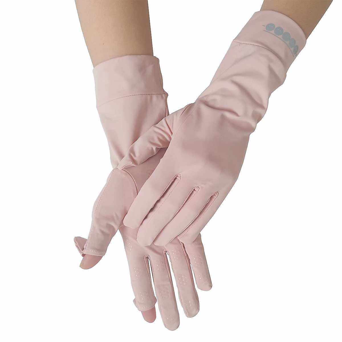 CAMSTIC Women's UPF 50+ Sun UV Protection Touchscreen Long Driving Gloves, Pink