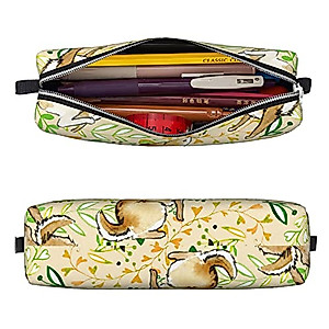 allgobee Pu Leather Pencil Bag Pen Case Cute-Bunny-Rabbit-Watercolor Students Stationery Pouch Pencil Holder Desk Organizer