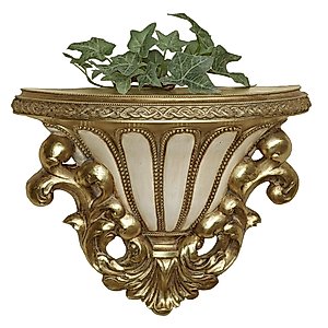 Touch of Class Millea Traditional Wall Shelf | Gold and Ivory | Vintage Decor for Room | Victorian Style Floating Shelves | Acanthus Leaf Designs