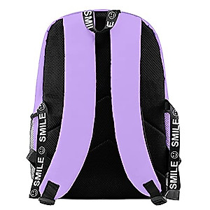 HANDAFA Anime Nezuko Print Bag Large Capacity Backpack Manga Cosplay Daypack(Purple Shinobu)