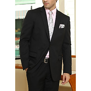 HISDERN Check Floral Dot Tie Handkerchief Wedding Party Woven Classic Men's Necktie & Pocket Square Set,Gray & Pink,One Size