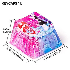Backlit Key Cap for Cherry MX Mechanical Koi Fish Resin Artisan Keycaps 1U