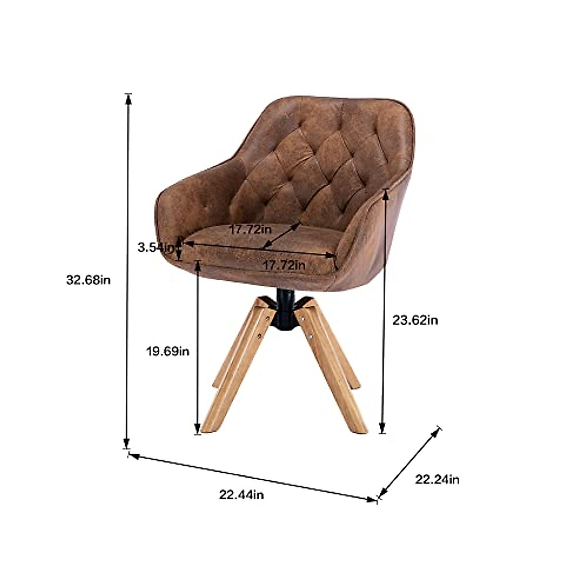 LoLado Swivel Accent Chair, Mid Century Modern Barrel Chair with Wood Legs, Velvet Armchair for Living Room Bedroom Small Spaces(Coffee)