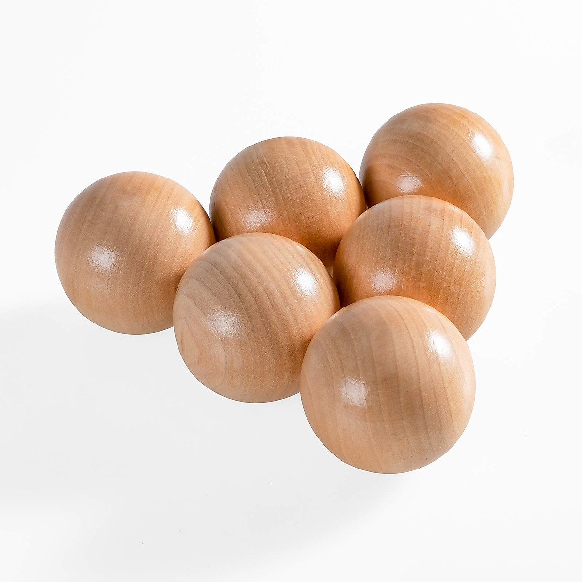 MERRYHEART 1.8 Inch Montessori Wooden Rainbow Balls, Colorful/Pastel/Natural Wooden Ball Toys for Toddler & Baby Grasping, Preschool Learning Material, Educational Counting Toy - 6 Pcs