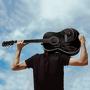 WINZZ AF227A 39 Inches Concert Acoustic Acustica Guitar with Full Kit, Delicate Vine