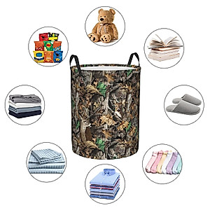 Camo Deer Camouflage Hunting Round Fabric Storage Bin,Decorative Basket,Organizer Basket With Handles,For Clothes Storage,Books And Sundries