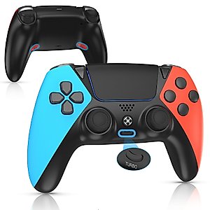 Wiv77 Ymir Controller for PS4 Controller, Gaming Controller for Playstation 4 Controller,Control Ps4 with Rapid Fire/Programming Functions,Scuf Controller Compatible with PS4/Pro/Slim/Steam,Blue Red