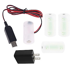 S-YUWEN Battery Eliminator US Plug USB Power Supply Adapter Replace 1-4pcs 1.5V LR14 C Battery Eliminator for Clocks Toys Lamps and More Electronic Devices Replacement C Cell Batteries