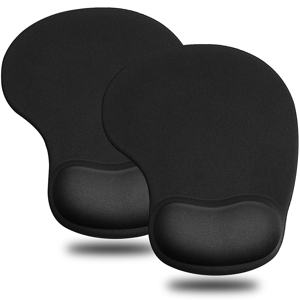 JIKIOU 2 Pack Ergonomic Mouse Pads with Comfortable and Cooling Gel Wrist Rest Support and Lycra Cloth, Non-Slip PU Base for Easy Typing Pain Relief, Durable and Washable for Easy Cleaning