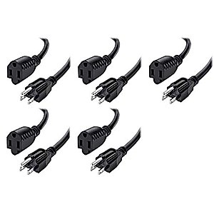 5-Pack 1ft Premium GOLD Series AC Power Strip Outlet Extender / Saver - GOLD PLATED connectors - make more space on the power strip or wall outlets