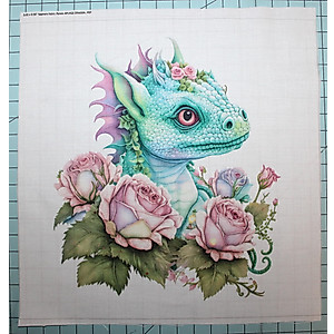 Fabric Panel 8"x8" Dragon 100% Cotton Quilting Panel Square AM1426