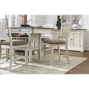 Signature Design by Ashley Bolanburg Farmhouse Counter Height Dining Room Table, White & Brown