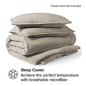 Bare Home Sandwashed Duvet Cover - Queen Size - Premium 1800 Ultra-Soft Brushed Microfiber - Easy Care (Queen, Sandwashed Fog)