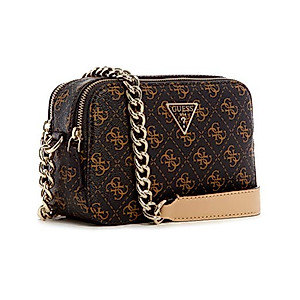 GUESS womens Noelle Crossbody Camera, Brown Logo, One Size US