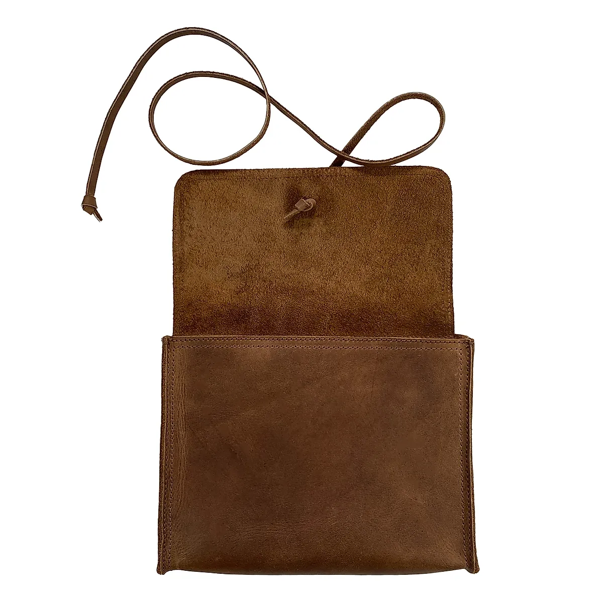 Saddle & Hide Co., Classic Organizer Bag with Strap, Multipurpose Pouch for Cosmetics, Wallets, Cellphones, Full Grain Leather, Handmade, Bourbon Brown