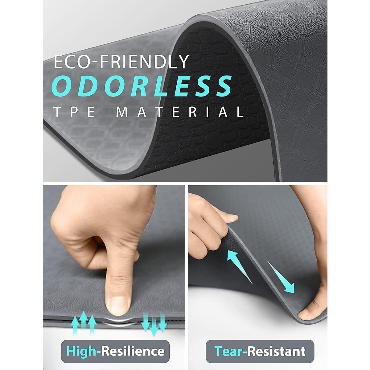 Yoga Mat Double-Sided Non Slip, 72'' x 32'' x 7mm - Extra Wide & Thick Yoga Mat with Strap, Ideal for Men Women Kids, Professional TPE Yoga Mats for Home Workout, Pilates and Floor Exercises