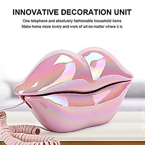 Home Desk Telephone, Mouth Lip Shaped Landline Phone,Electroplating Pink Funny Lip Telephone Fashionable Corded Phone for Home Office Decoration Girls Gift