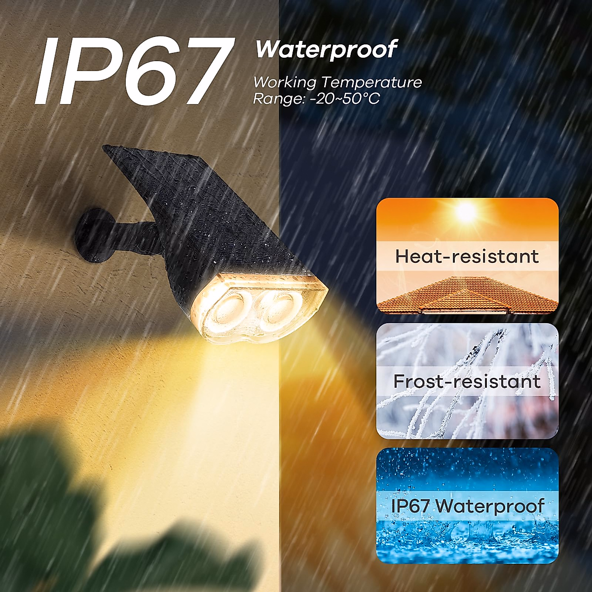 Linkind StarRay Dusk-to-Dawn Solar Spot Lights Outdoor Waterproof, IP67 3000k Warm White Solar Lights, 30% Conversion Rate Solar Landscape Spotlights for Yard Garden Porch, 4 Pack