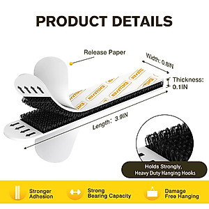 EMITEVER Picture Hanging Strips Heavy Duty, Damage Free Hanging Picture Hangers for Walls, Picture Hanging Kit, Hanging Hooks Without Nails, Black Adhesive Poster Wall Strips 20-Pairs (40 Strips)