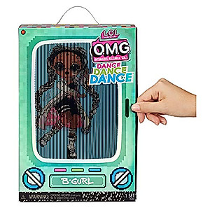 L.O.L. Surprise! OMG Dance Dance Dance B-Gurl Fashion Doll with 15 Surprises Including Magic Black Light, Shoes, Hair Brush, Doll Stand and TV Package - Great Gift for Girls Age 4+
