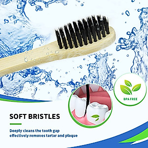 HiweEco Bamboo Toothbrushes Soft Bristles, Charcoal Toothbrushes Adult Biodegradable Natural Tooth Brush 10 Packs