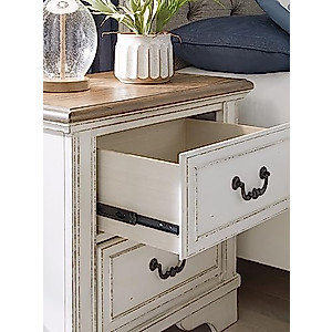 Signature Design by Ashley Brollyn Rustic 2 Drawer Night Stand, Two-Tone Brown & Whitewash
