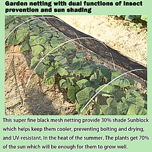 Abimars Thicker Garden Mesh Netting, 10’ x 33’ Ultra Fine Black Plant Row Covers for Vegetables Plants Fruits Flowers Protection, Nano PPT, Shading Rate 30%