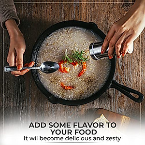 Salt Shaker or Pepper Shaker with Adjustable Pour Holes - Elegant Stainless Steel Spice Dispenser - Perfect for Himalayan, Table Salt, White and Black Pepper (Salt Shaker)