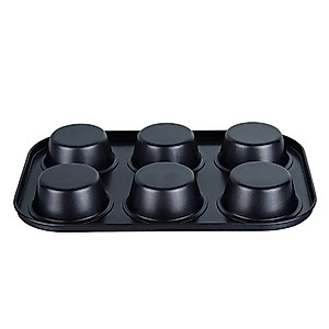 TWSCVC 6 Cup Muffin & Cupcake Pan, Nonstick Brownie Pan, Heavy Duty Carbon Steel Bake for Oven Baking -Gray