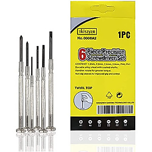 6Pcs Mini Screwdriver Set, Eyeglass Repair Screwdriver, Precision Repair Tool Kit with 6 Different Size Flathead and Philips Screwdrivers, Ideal for Watch, Jewelers