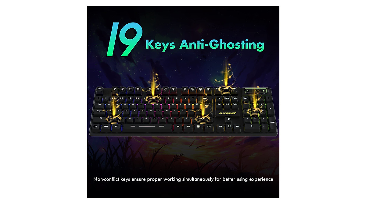 FLAGPOWER RGB Gaming Keyboard & Breathing Mouse Combo | 4 Colors Backlit