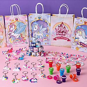 KULUJIA 132 Pcs Unicorn Party Favors Birthday Supplies Girls Bags Goodie Bag Stuffers Filler Party Supplies
