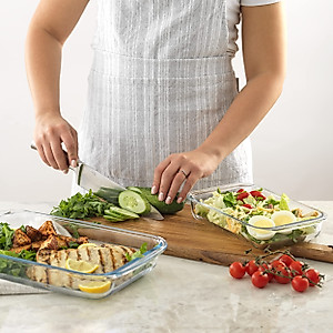 JoyFul by JoyJolt 8pc Glass Bakeware Set. 4x Baking Pan Dishes and 4x Baking Dish Lids for Kitchen Storage, Deep Baking Sheet, Oven Tray, Rectangle Casserole Dish, Lasagna Pans, Cake Baking Sheets