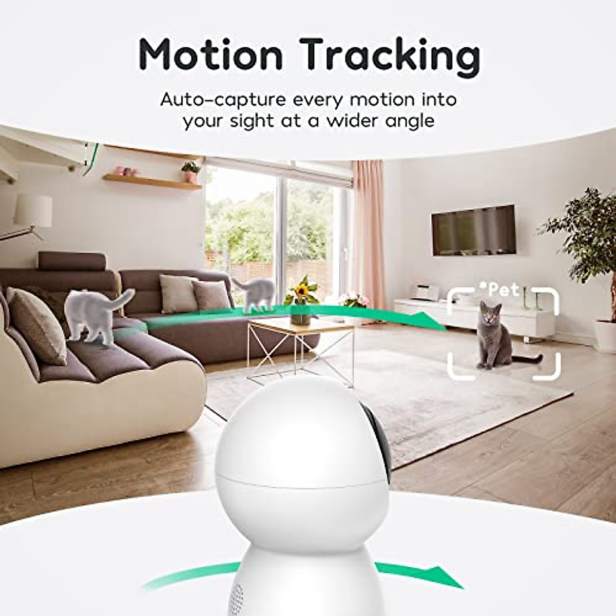 Winees Indoor Security Camera 2K, WiFi Pet Camera for Home Security with Sound/Human/Pet Detection, Clear Night Vision, Motion Tracking, Pan/Tilt/Zoom for Baby Monitor/Elderly/Dog, Alexa&PC Compatible