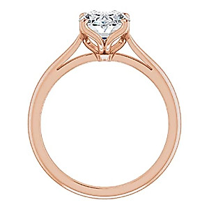 10K Solid Rose Gold Handmade Engagement Rings 1.0 CT Oval Cut Moissanite Diamond Solitaire Wedding/Bridal Ring Set for Women/Her Propose Ring (8.5)