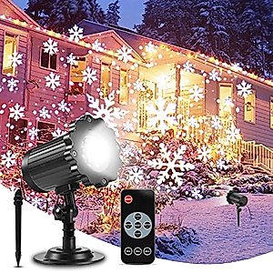 ECOWHO Christmas Projector Lights Outdoor, Rotating Snowflakes LED Light Projector with Remote Timer, IP65 Waterproof Xmas Projector Light Landscape Projection for Holiday House Wedding Halloween
