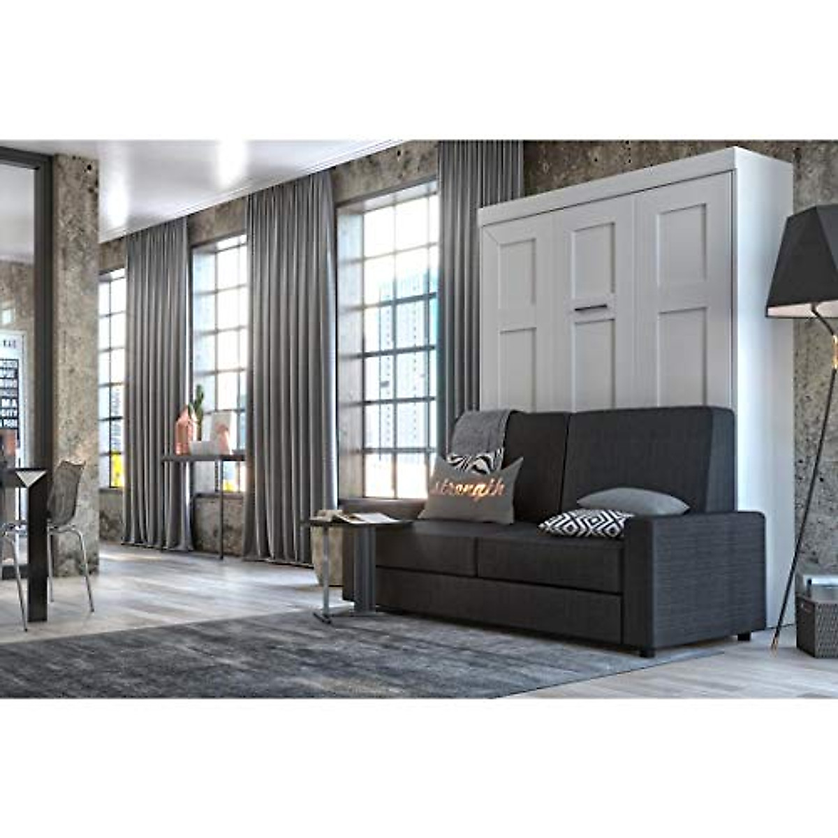 Bestar Edge Queen Murphy Bed with Sofa, White