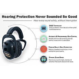 Pro Ears - Predator Gold - Hearing Protection and Amplfication - NRR 26 - Contoured Ear Muffs - Black